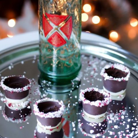 DIY Chocolate Shot Glasses with a Candy Cane Crunch - Inspector Gorgeous
