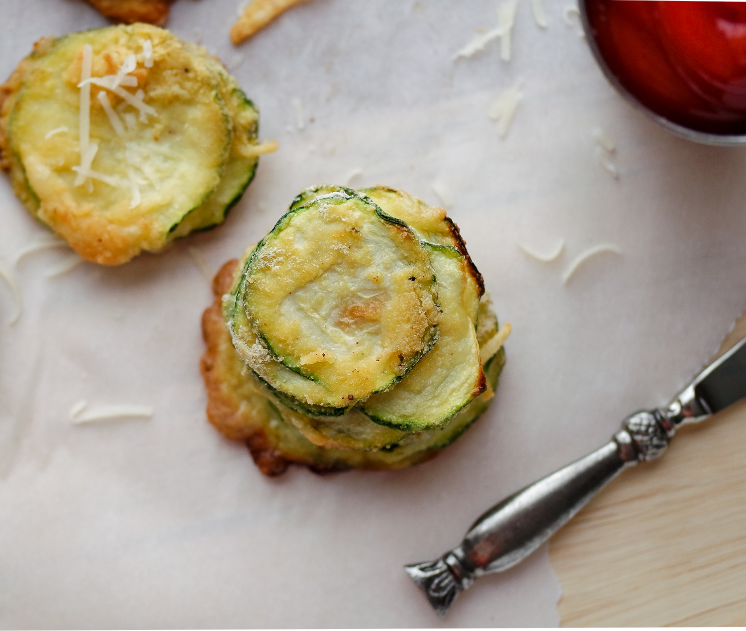 Oven Fried Parmesan Zucchini Stacks - Inspector Gorgeous