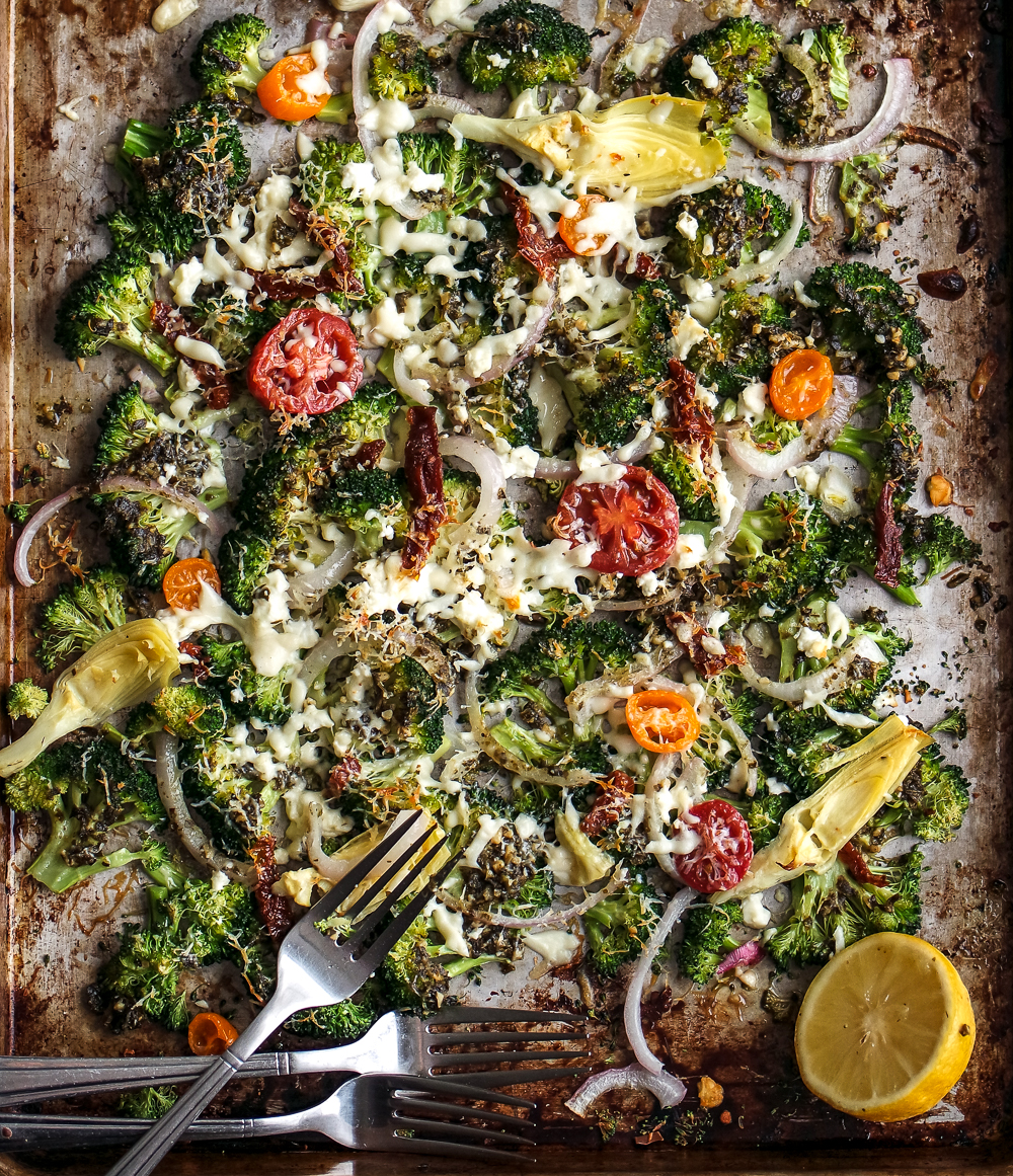 Smothered Greek Roasted Broccoli - Inspector Gorgeous