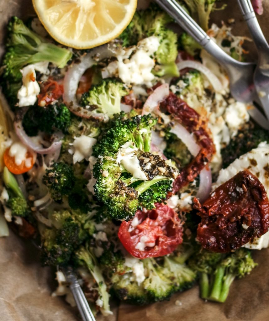 Smothered Greek Roasted Broccoli - Inspector Gorgeous